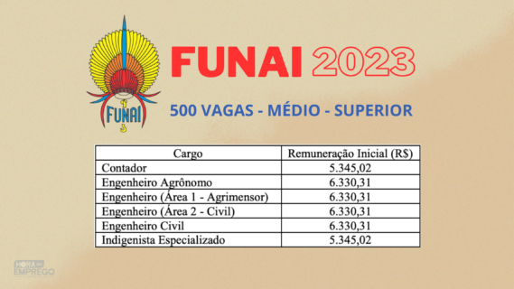 Concurso FUNAI 2023: Nível Médio e Superior 500 vagas com salário de ...